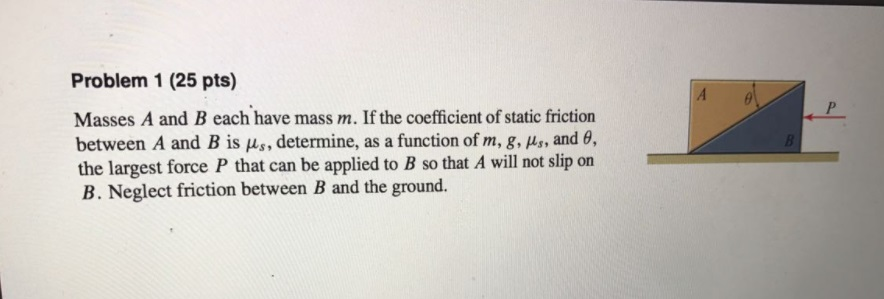 Solved Masses A and B each have mass m. If the coefficient | Chegg.com