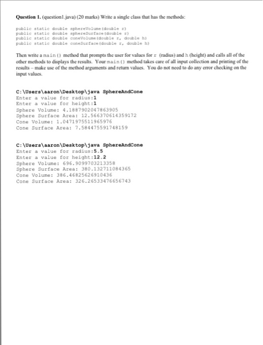Solved Write a single class that has the methods: public | Chegg.com