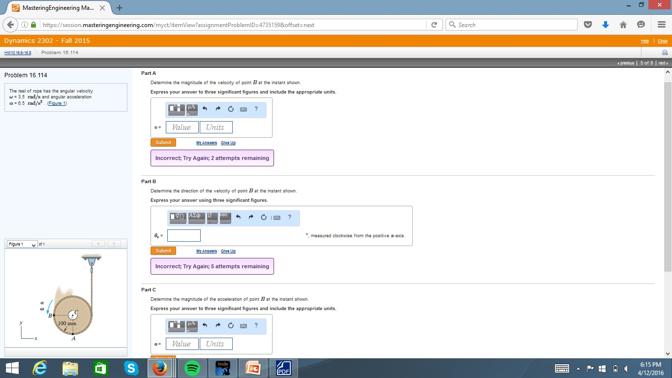 Solved The reel of rope has the angular velocity omega = 3.5 | Chegg.com