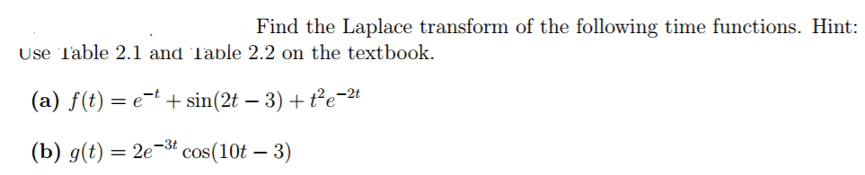 Solved Find the Laplace transform of the following time | Chegg.com