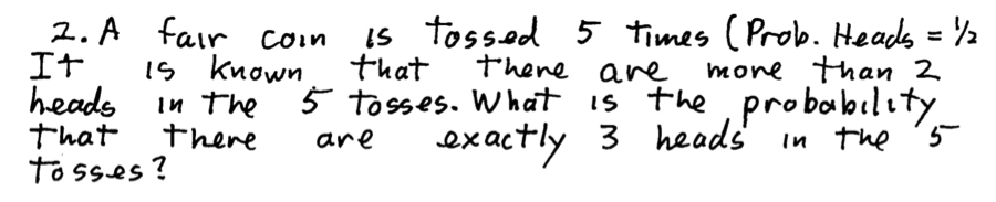 Solved A fair coin is tossed 5 times (prob. Heads = 1/2 It | Chegg.com