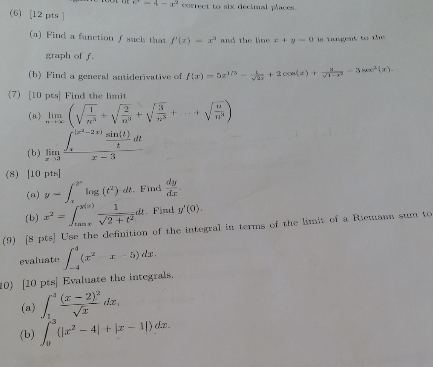 Solved These topics are related with 1st year Calculus Math | Chegg.com