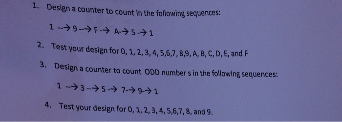 Design a counter to count in the following sequences: | Chegg.com