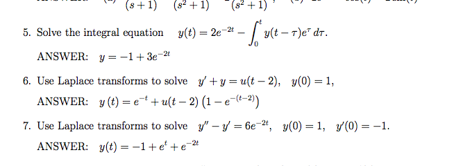 Solved Solve the integral equation y(t) = 2e^-2t - | Chegg.com