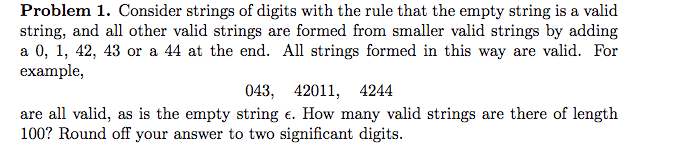 Solved Problem 1. Consider strings of digits with the rule | Chegg.com