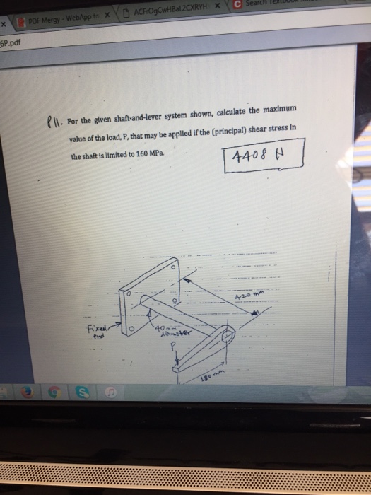 Solved For the given shaft-and-lever system shown, calculate | Chegg.com