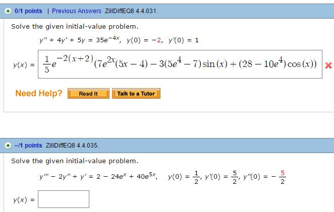 Solved Solve The Given Initial Value Problem Y 4y 5y 