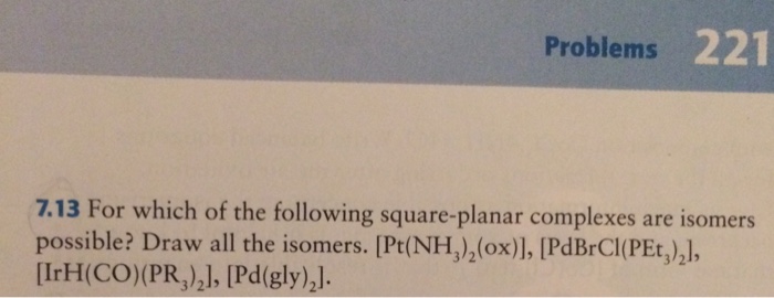 Solved For Which Of The Following Square Planar Complexes