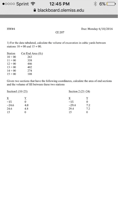 Solved For the data tabulated, calculate the volume of | Chegg.com
