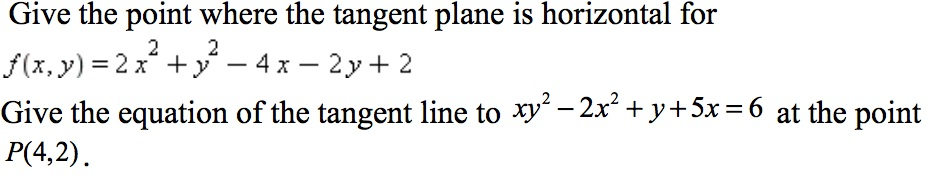 Solved Give the point where the tangent plane is horizontal | Chegg.com
