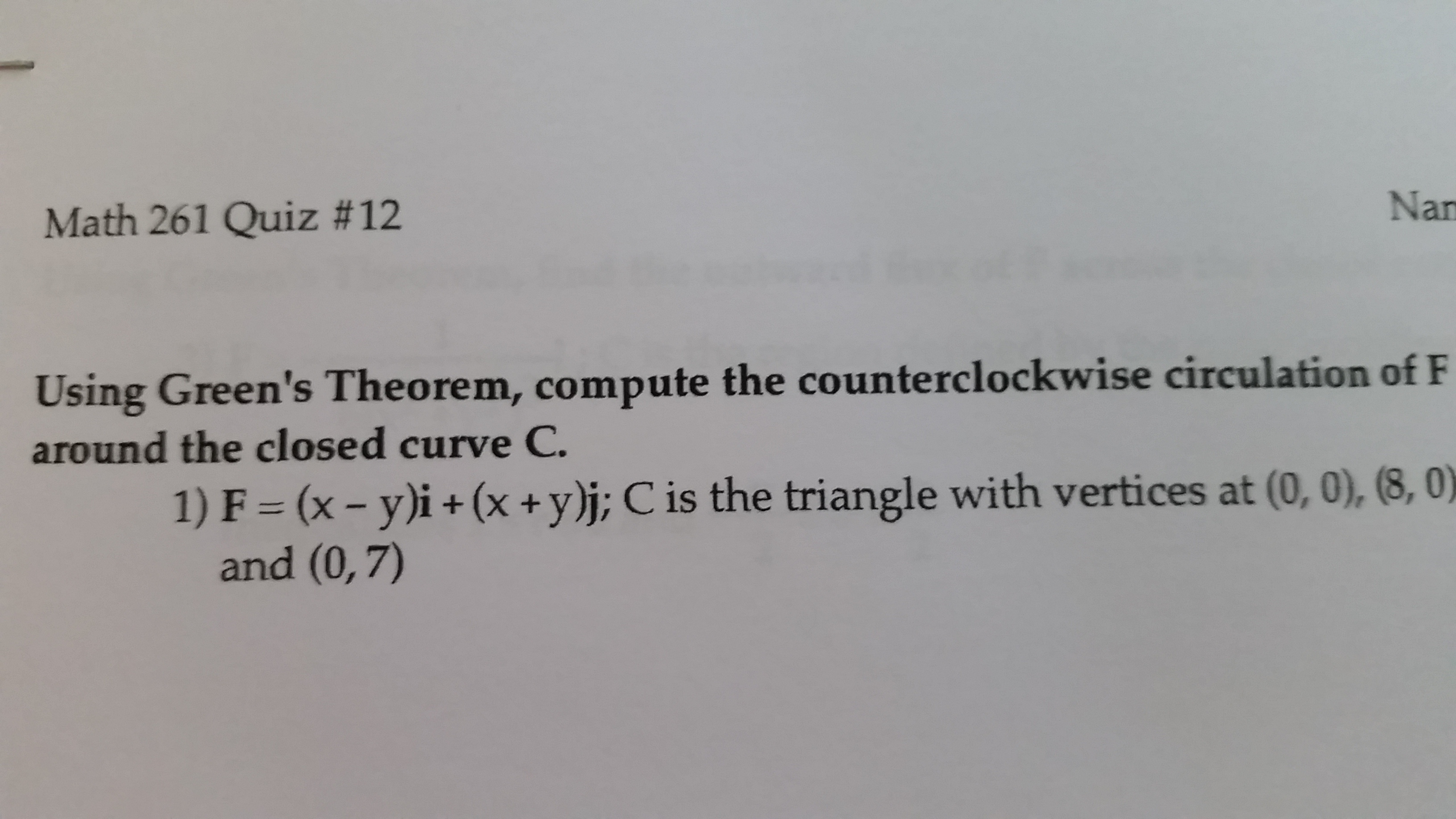 Solved Using Green's Theorem, compute the counterclockwise | Chegg.com