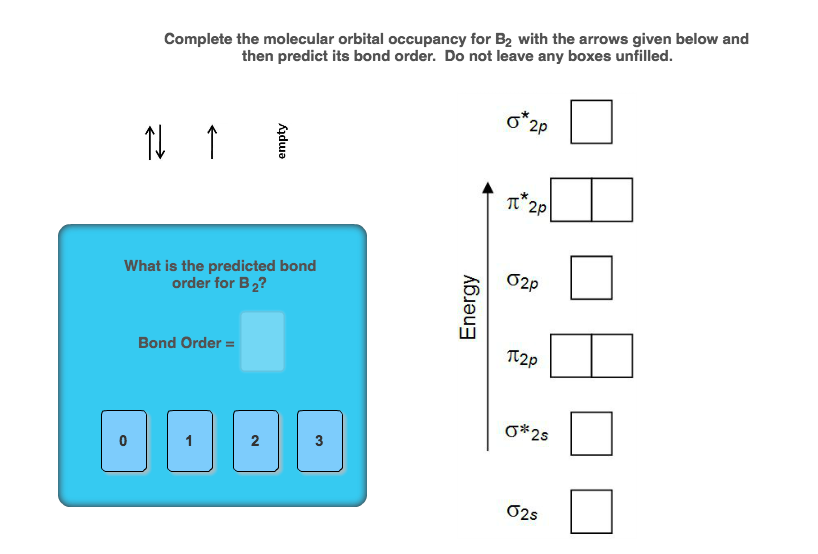 Solved Complete the molecular orbital occupancy for B_2 with | Chegg.com