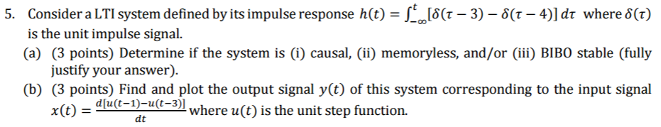 Solved Consider a LTI system defined by its impulse response | Chegg.com