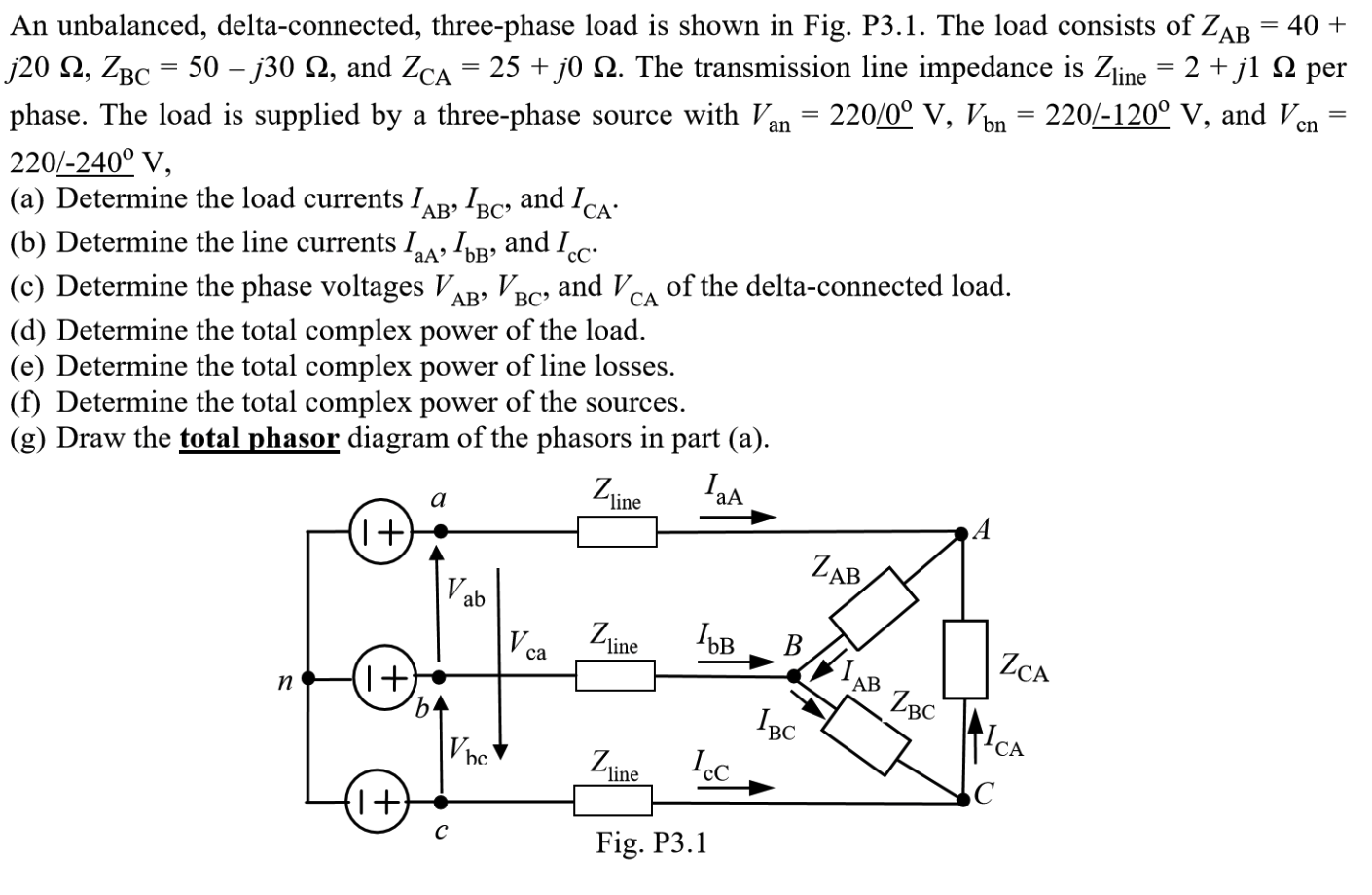 Solved An unbalanced, delta-connected, three-phase load is | Chegg.com