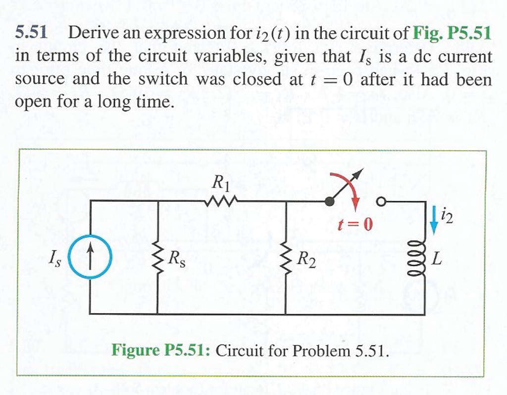 Solved Derive an expression for i_2 (t) in the circuit of | Chegg.com