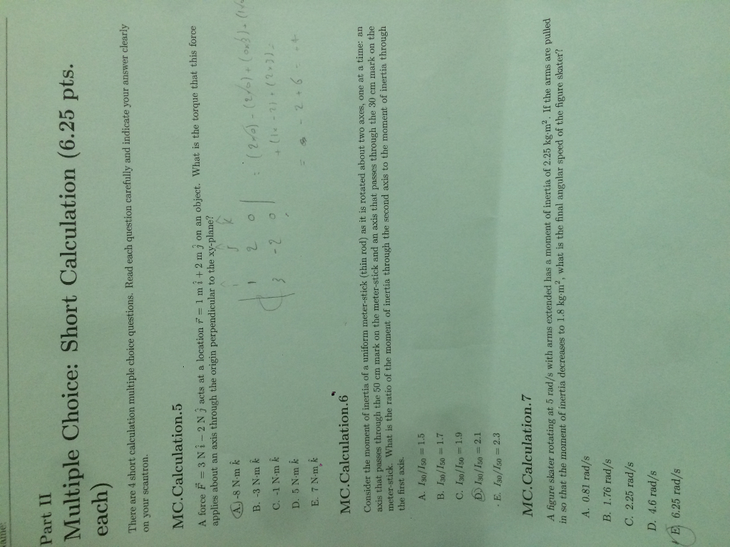 Solved There are 4 short calculation multiple choice | Chegg.com