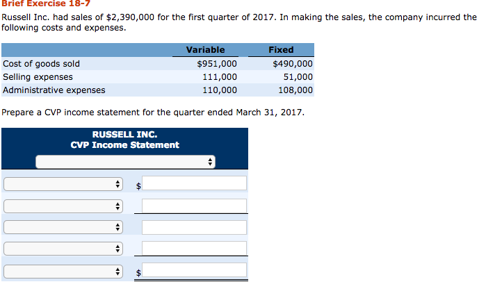 Solved Russell Inc. had sales of $2, 390,000 for the first | Chegg.com
