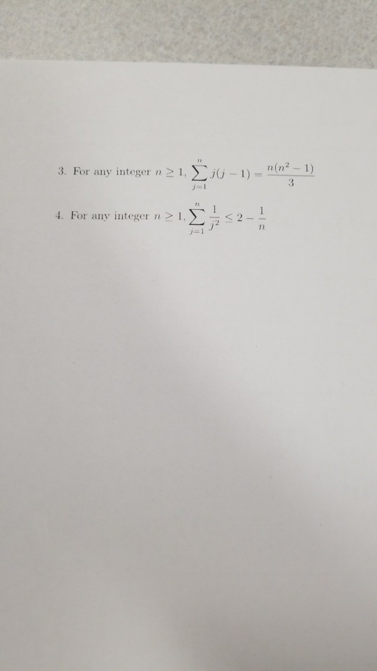 Solved 3. For any integer n >1 -1)n(n2-1) Ft 4. For any in | Chegg.com