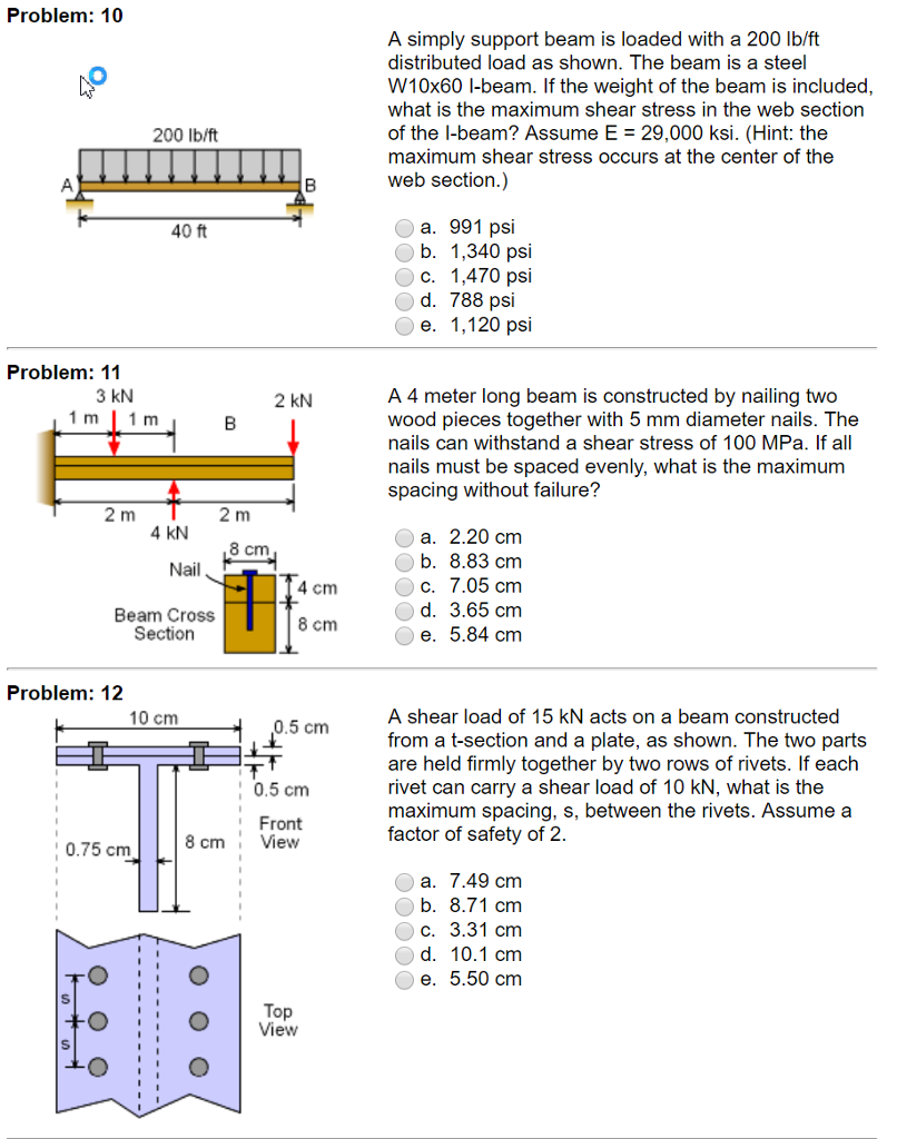 Solved Problem: 10 A simply support beam is loaded with a | Chegg.com
