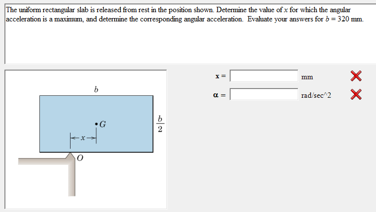 Solved The uniform rectangular slab is released from rest in | Chegg.com