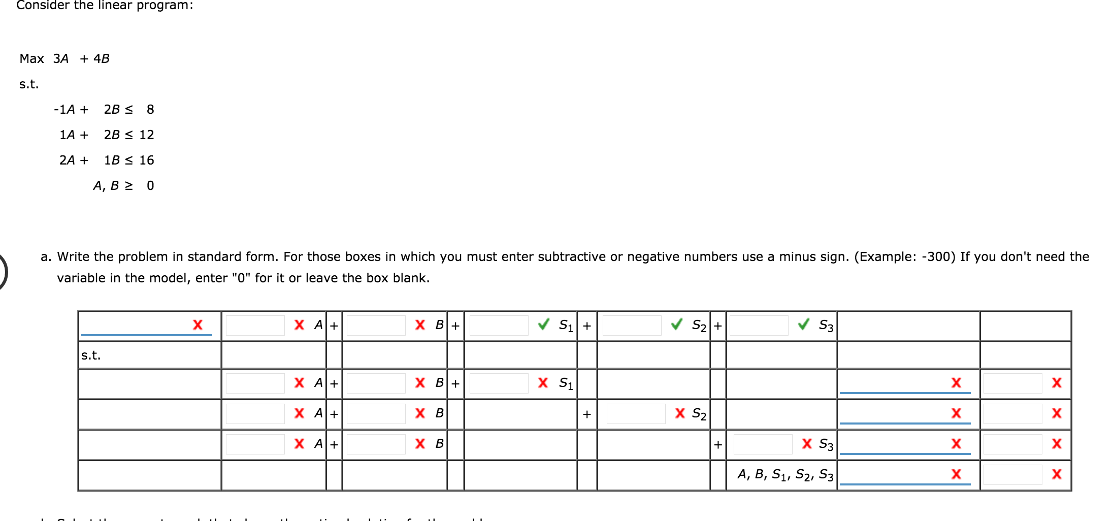 Consider the linear program: Max 3A + 45 -1A + 2B | Chegg.com