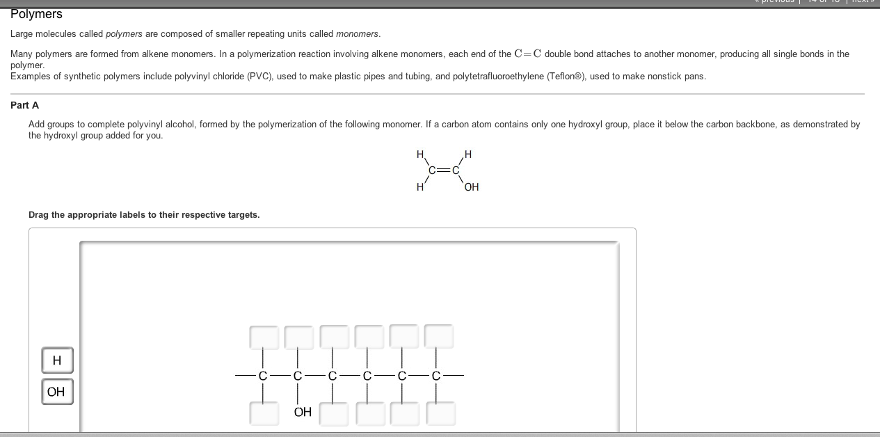 Solved Polymers Large molecules called polymers are composed | Chegg.com