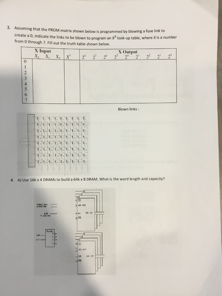 3. Assuming that the PROM matrix shown below is | Chegg.com