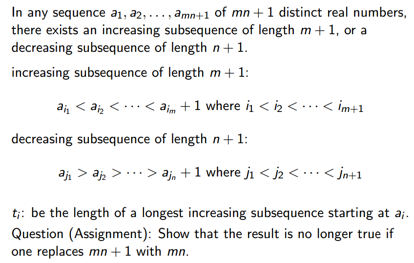 Solved In any sequence a1, a2,..., amn + 1 of mn + 1 | Chegg.com