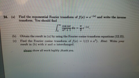 Solved Find the exponential Fourier transform of f(x) = | Chegg.com