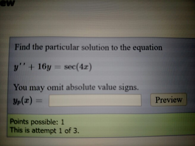 Solved Find the particular solution to the equation y'' + | Chegg.com
