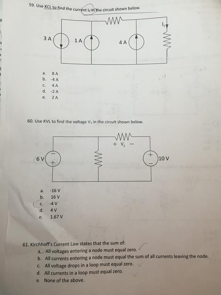Solved Use KCL to find the current in the ciruucit show | Chegg.com