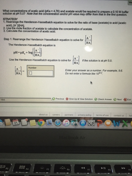 Solved What concentrations of acetic acid (pKa = 4.76) and | Chegg.com