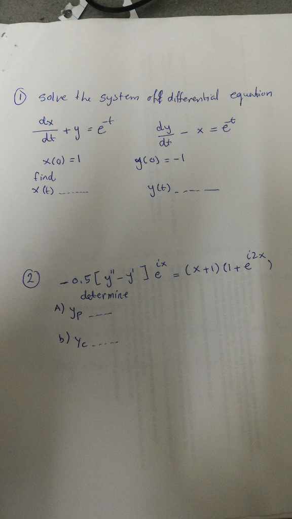 Solved Solve the system of differential equation dx/dt + y | Chegg.com Solved Solve the system of differential equation dx/dt + y | Chegg.com