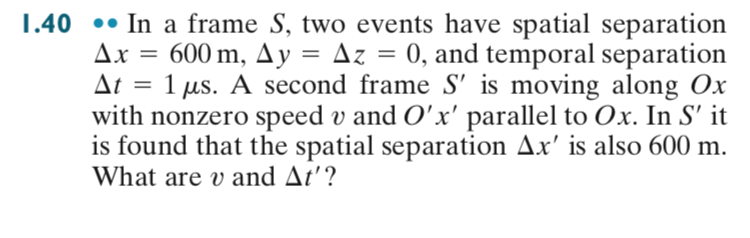 Solved 1.40 .. In a frame S, two events have spatial | Chegg.com