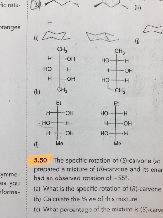 Solved The specific rotation of (S)-carvone (at prepared a | Chegg.com