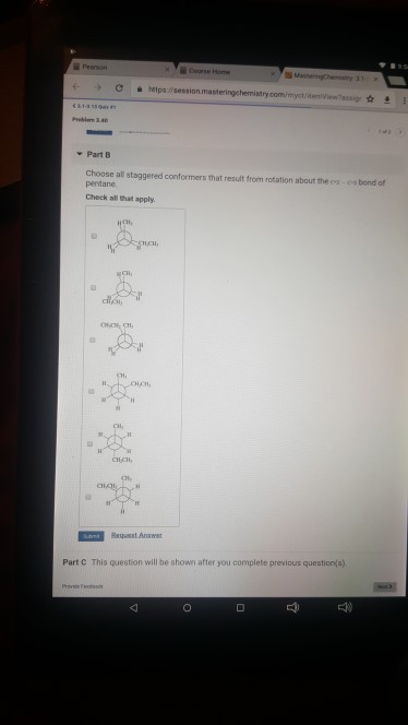Solved Part B Choose all staggered conformers that result | Chegg.com