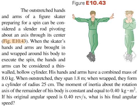 Solved Figure E10.43 The outstretched hands and arms of a | Chegg.com