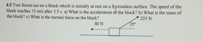 Solved Two forces act on a block which is initially at rest | Chegg.com