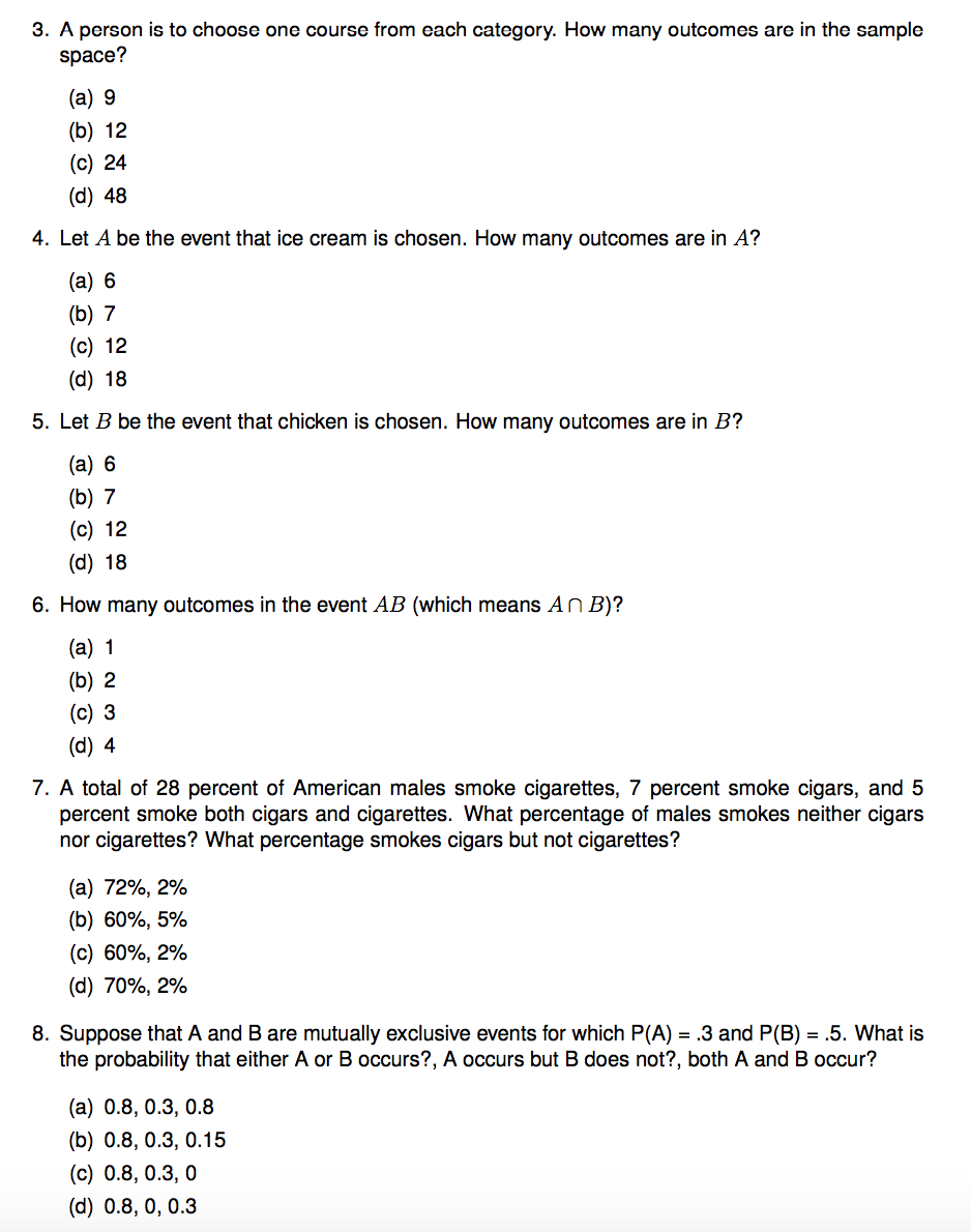 Solved MATHEMATICAL STATISTICS. 8 multiple choise questions? | Chegg.com