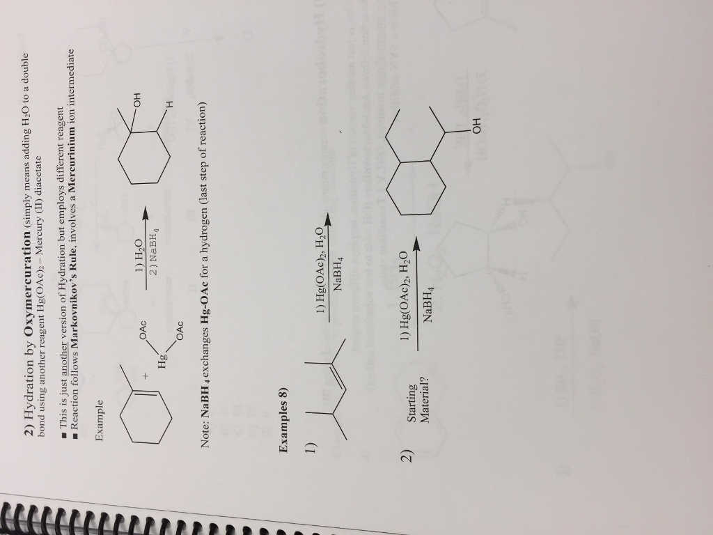 Solved 2) Hydration by Oxymercuration (simply means adding H | Chegg.com