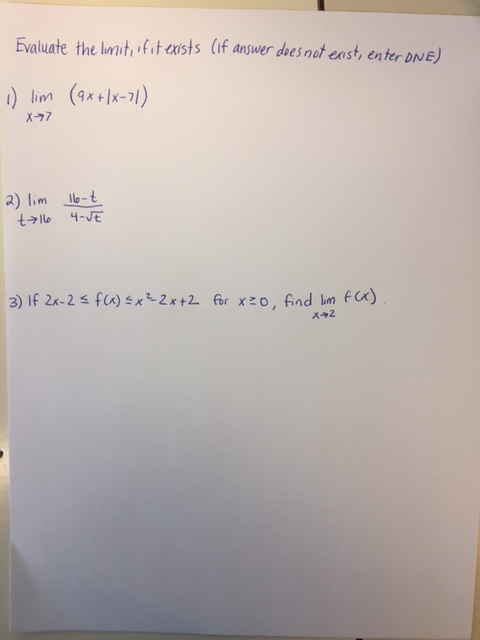 Solved Evaluate the limit, if it exists (If answer does not | Chegg.com