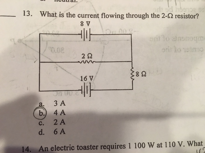 Solved What is the current flowing through the 2-ohm | Chegg.com