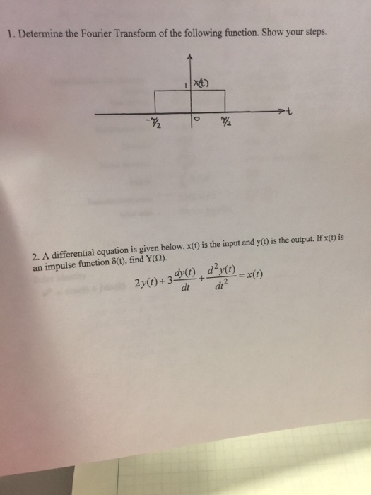 Solved Determine the Fourier Transform of the following | Chegg.com