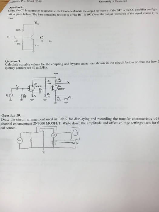 Solved Using the CE h-parameter equivalent circuit model | Chegg.com