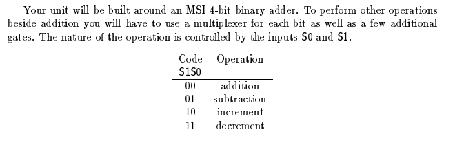 Solved Four-Bit Arithmetic Unit In this set of experiments | Chegg.com