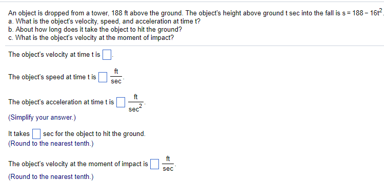 Solved T Above The Ground The Objcts Height Above Ground