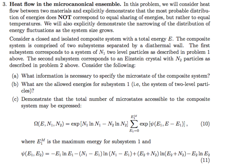 3. Heat flow in the microcanonical ensemble. In this | Chegg.com