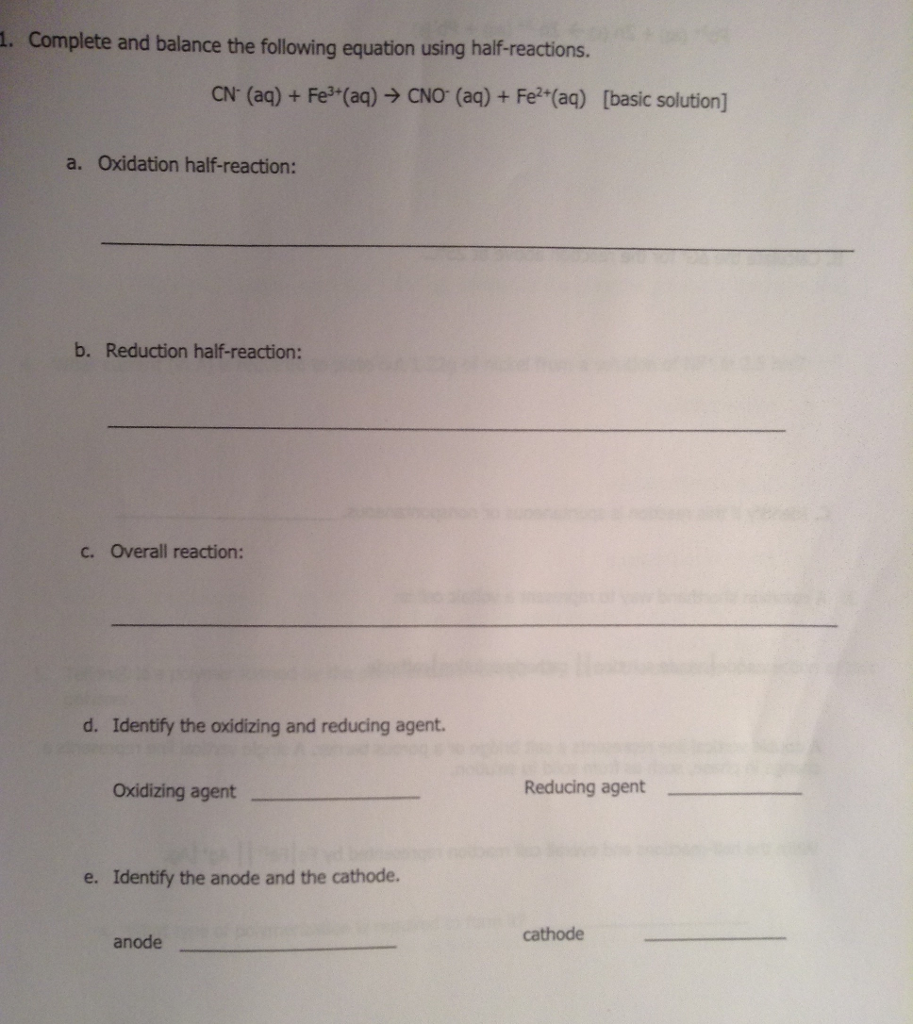 Solved Complete and balance the following equation using | Chegg.com