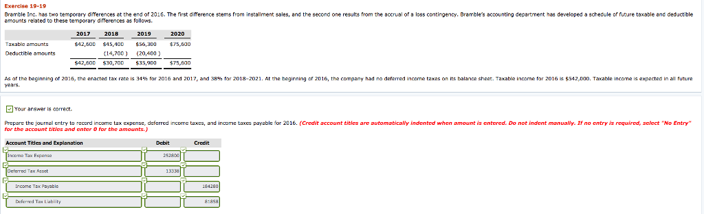Solved Bramble Inc. has two temporary differences at the end | Chegg.com