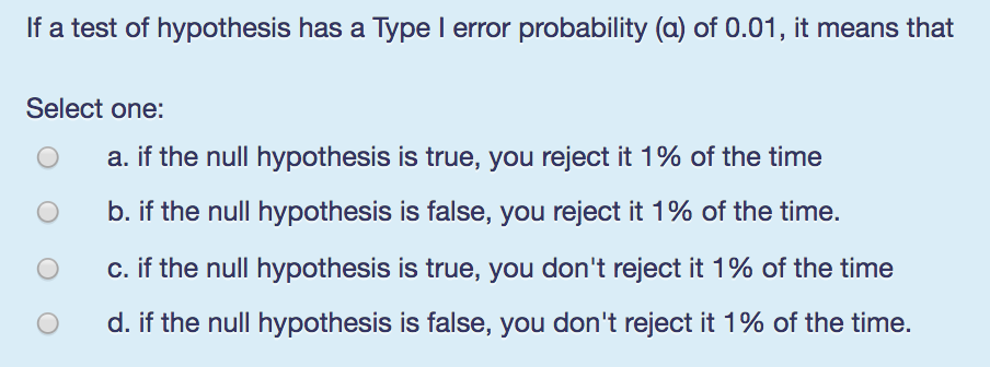 Solved If a test of hypothesis has a Type I error | Chegg.com